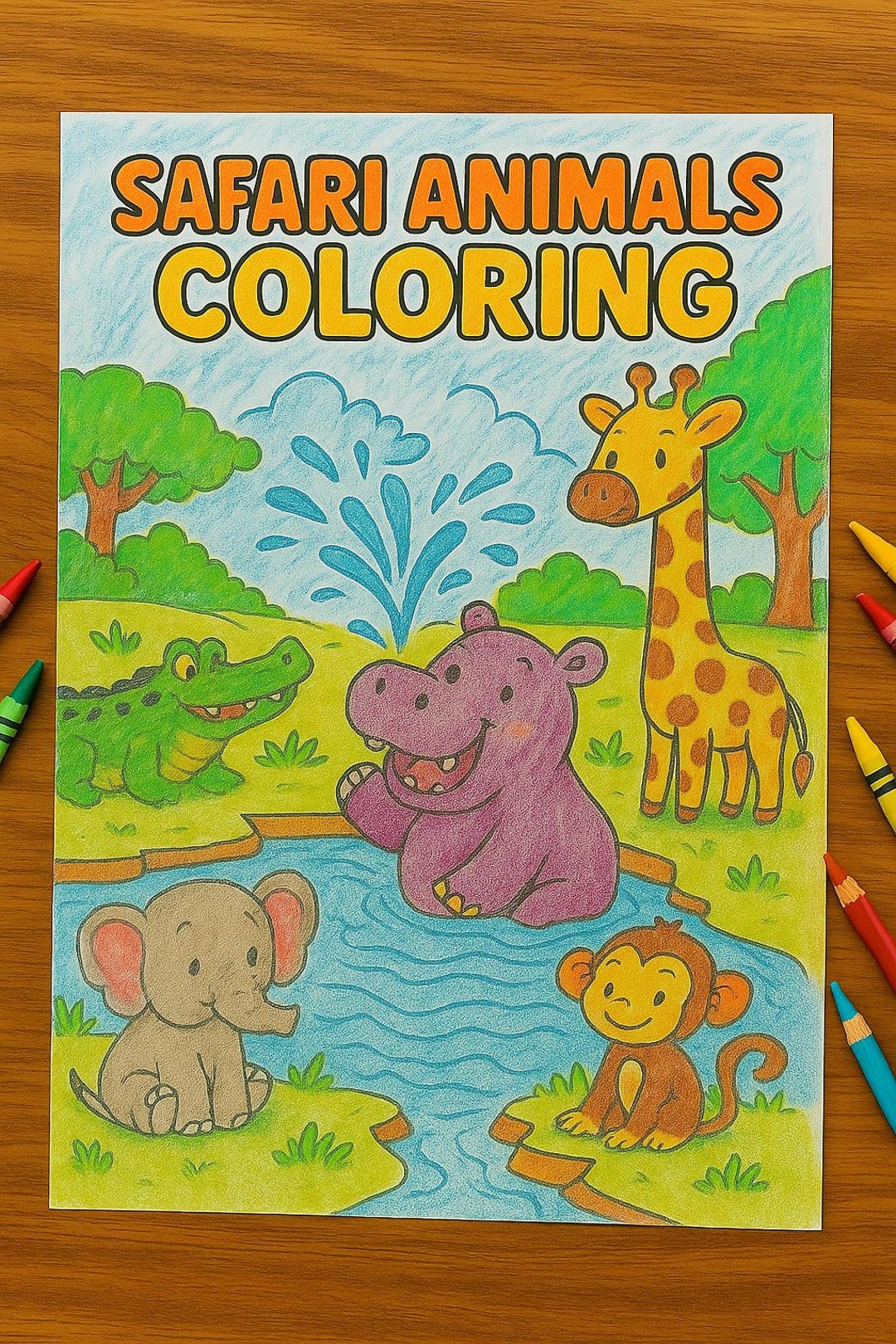 Safari Animals Coloring Book: 50 Printable Jungle Designs (PDF Download ...