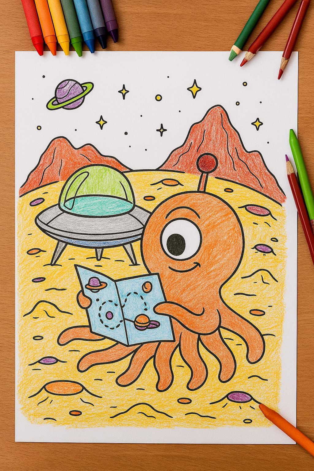 Alien Coloring Book, 50 Printable Galactic Space Pages (digital ...