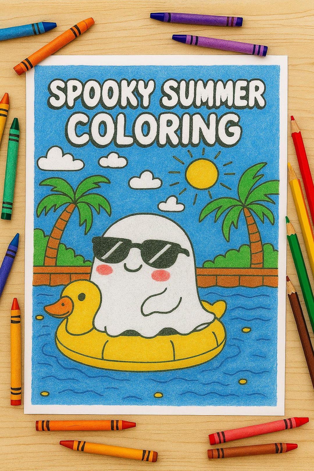 Summerween Coloring Book: 50 Spooky Summer Ghost Pages (digital ...