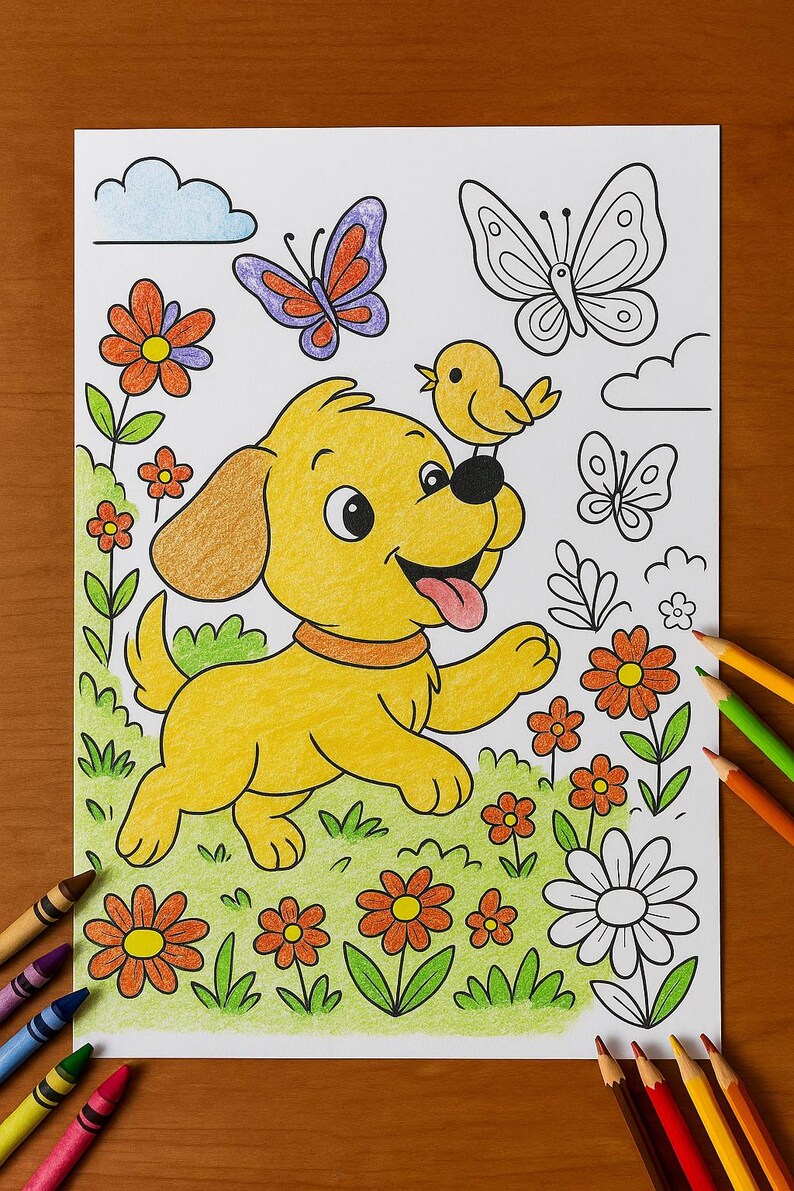 40 Pages Puppy Coloring for Kids • Summer Puppy PDF Sheets • Printable ...