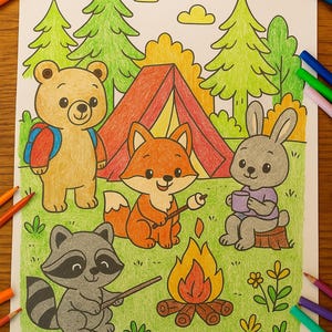 50 Pages Cute Animal Summer Coloring Sheets for Kids Toddlers ...