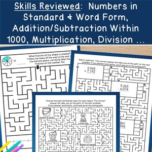 3rd Grade Math Review - Math Mazes for Kids - Math Maze Puzzle ...