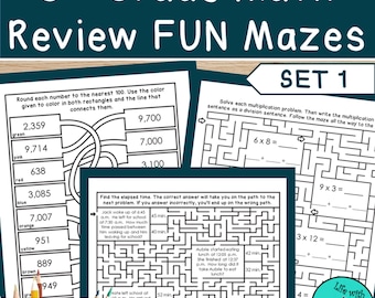 3rd Grade Math Review - Math Mazes for Kids - Math Maze Puzzle ...