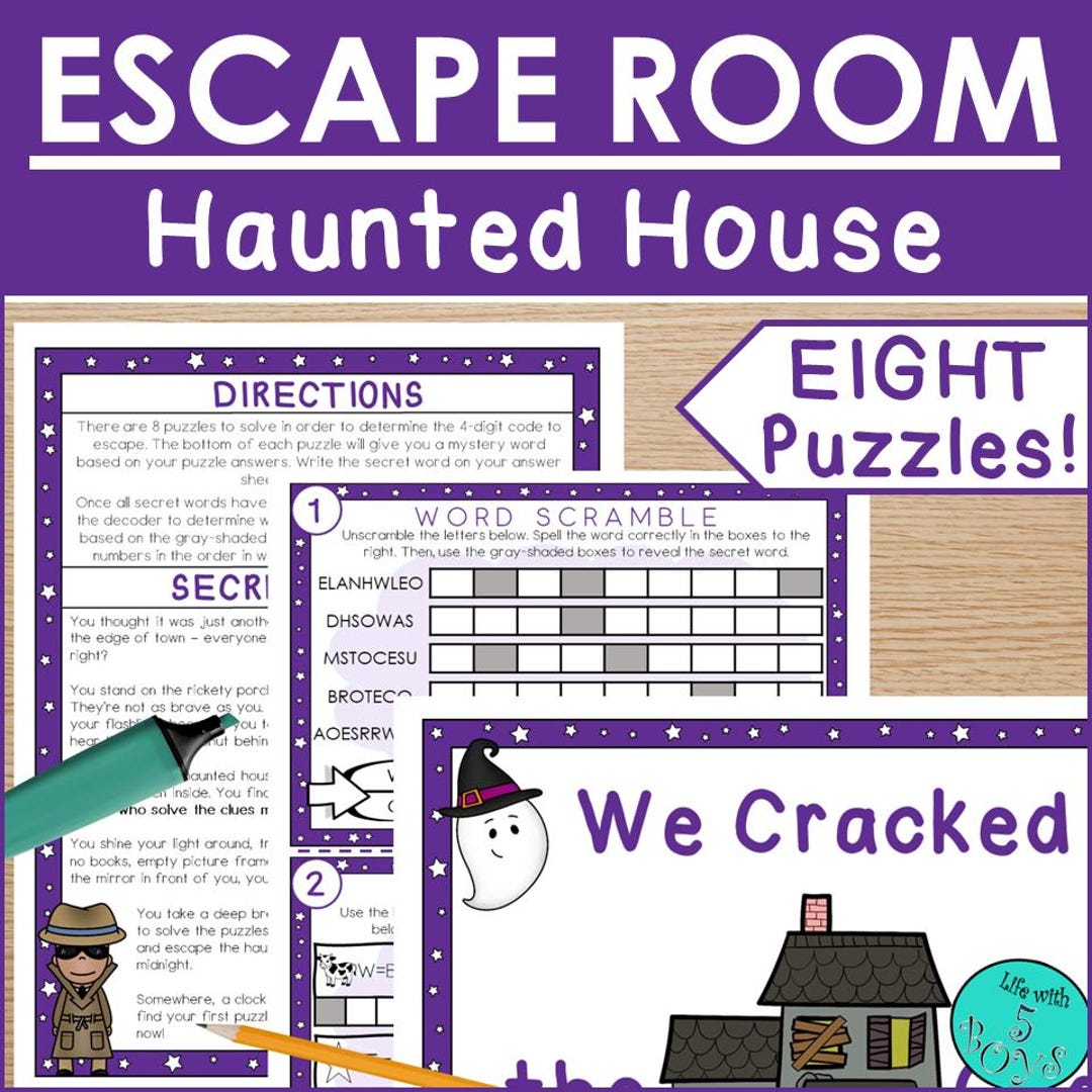 3rd/4th Grade Escape Room Printable - Halloween Haunted House Escape ...