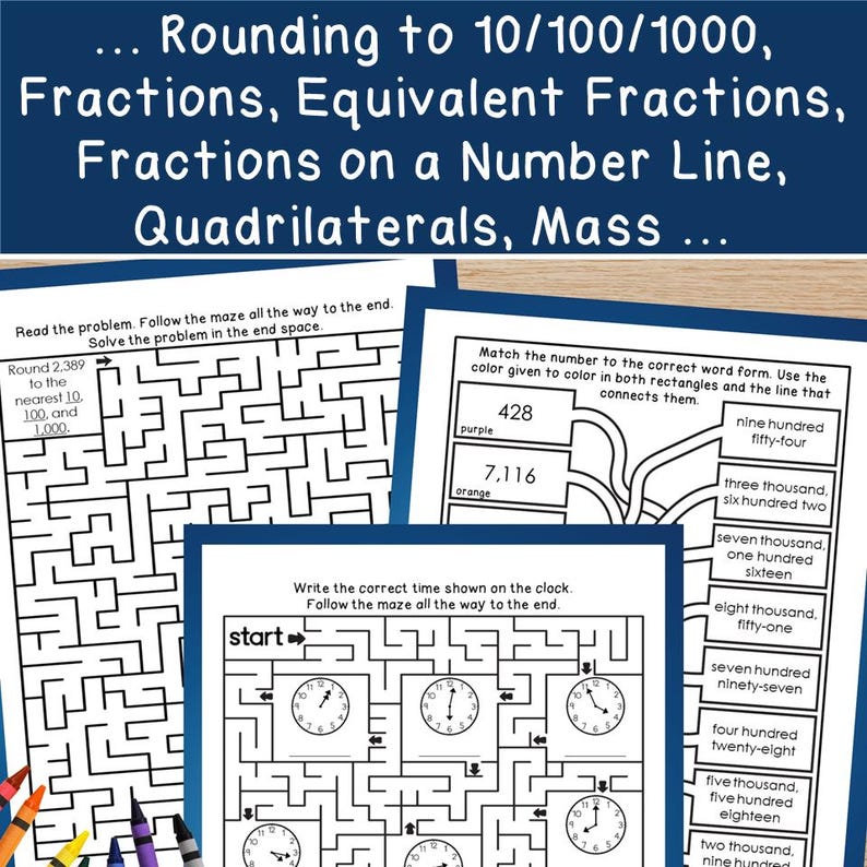 3rd Grade Math Review - Math Mazes for Kids - Math Maze Puzzle ...