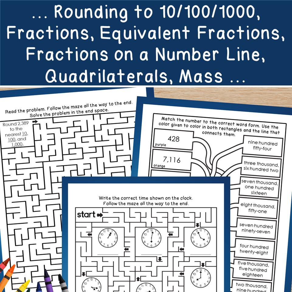 3rd Grade Math Review - Math Mazes for Kids - Math Maze Puzzle ...