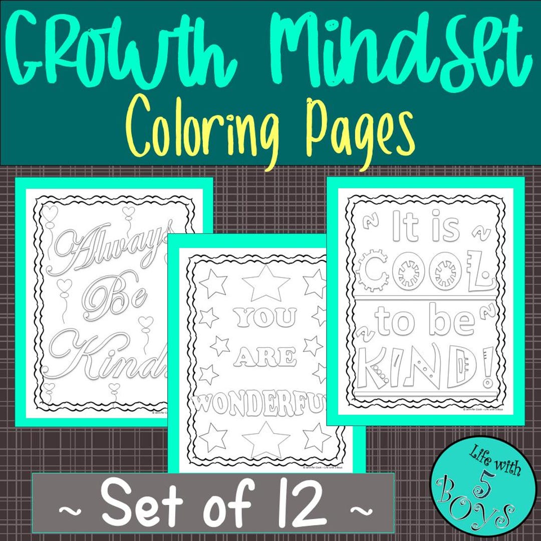 Growth Mindset Positive Affirmation Coloring Pages - Positive Character ...