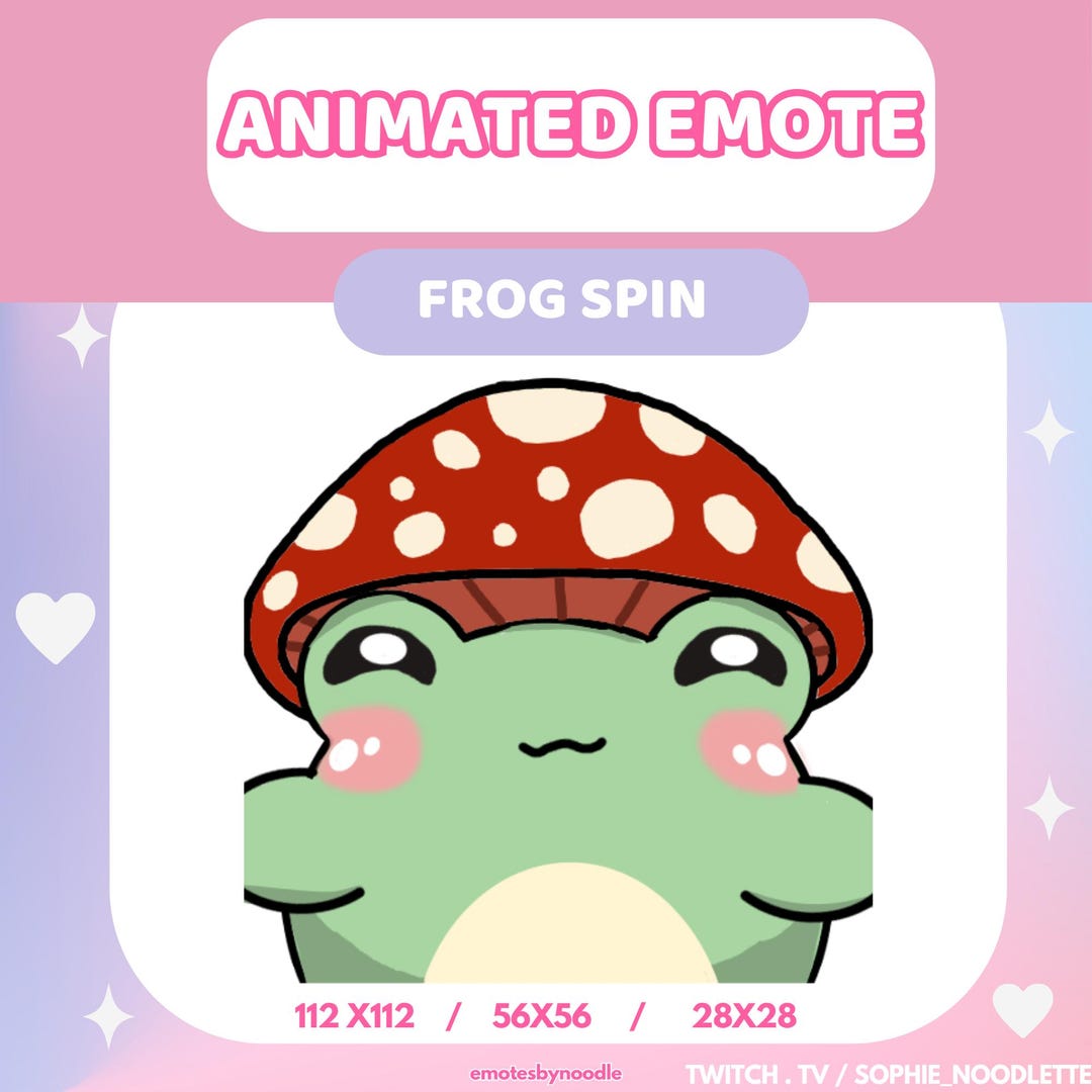 Animated Mushroom Hat Spin Frog Emote – Cute Chibi Frog With Mushroom ...