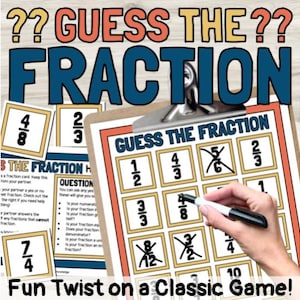 Guess the Fraction Math Practice Board Game for Understanding Fractions ...
