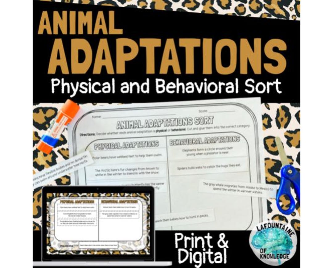Animal Adaptations Physical and Behavioral Sort Activity PRINT and ...