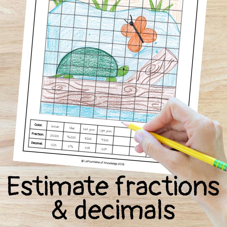 Decimal Art Estimating Fractions and Decimals to Hundredths Practice ...