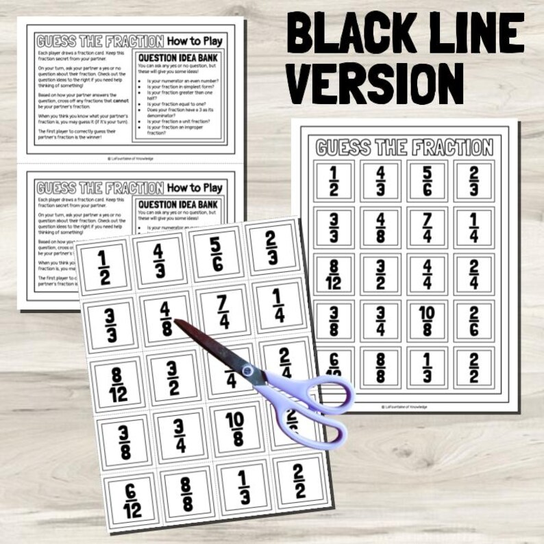 Guess the Fraction Math Practice Board Game for Understanding Fractions ...