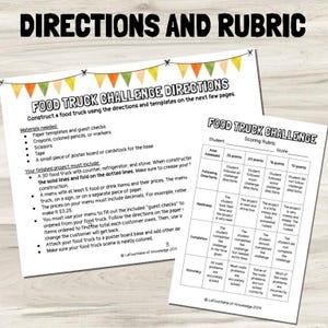 Food Truck Challenge Math Project Based Learning Activity With Decimals ...