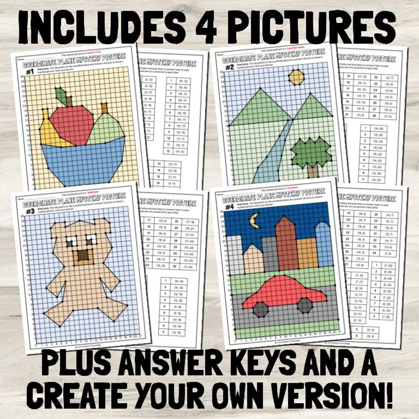 Mystery Pictures Coordinate Plane Graphing Practice for 5th Grade Math ...