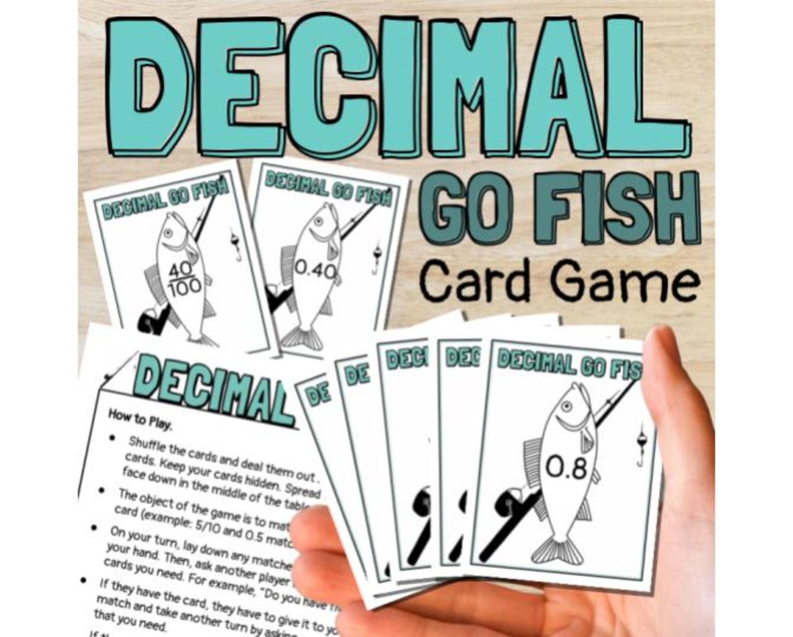 Decimal Go Fish Tenths and Hundredths in Decimal Notation Practice Card ...