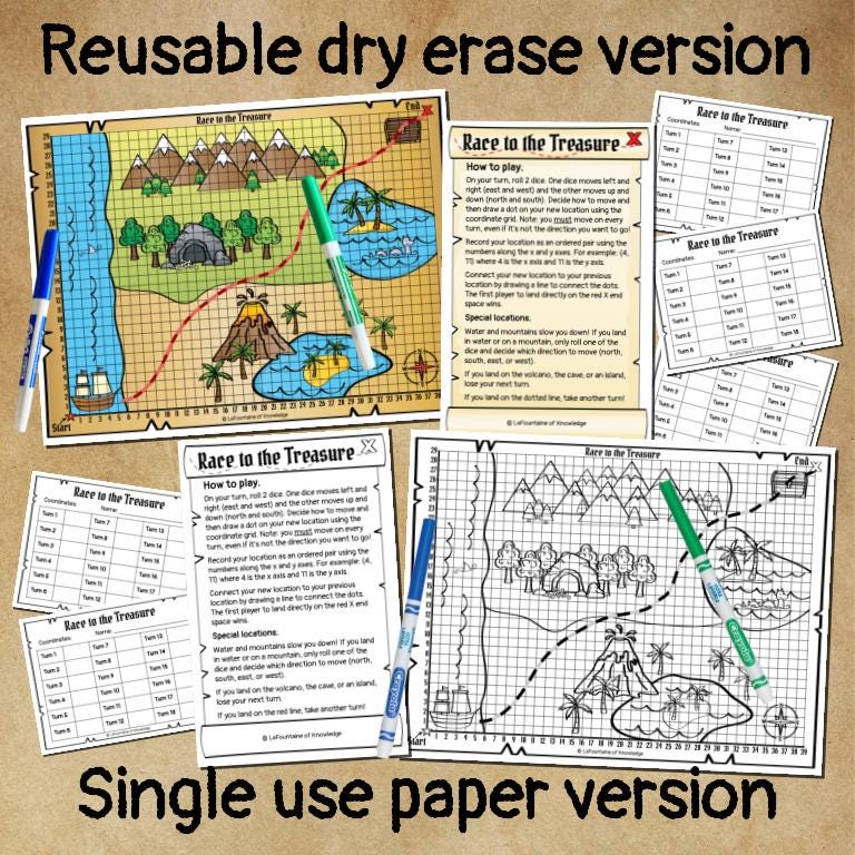Coordinate Plane Graphing Practice Math Board Game for 5th Grade - Etsy