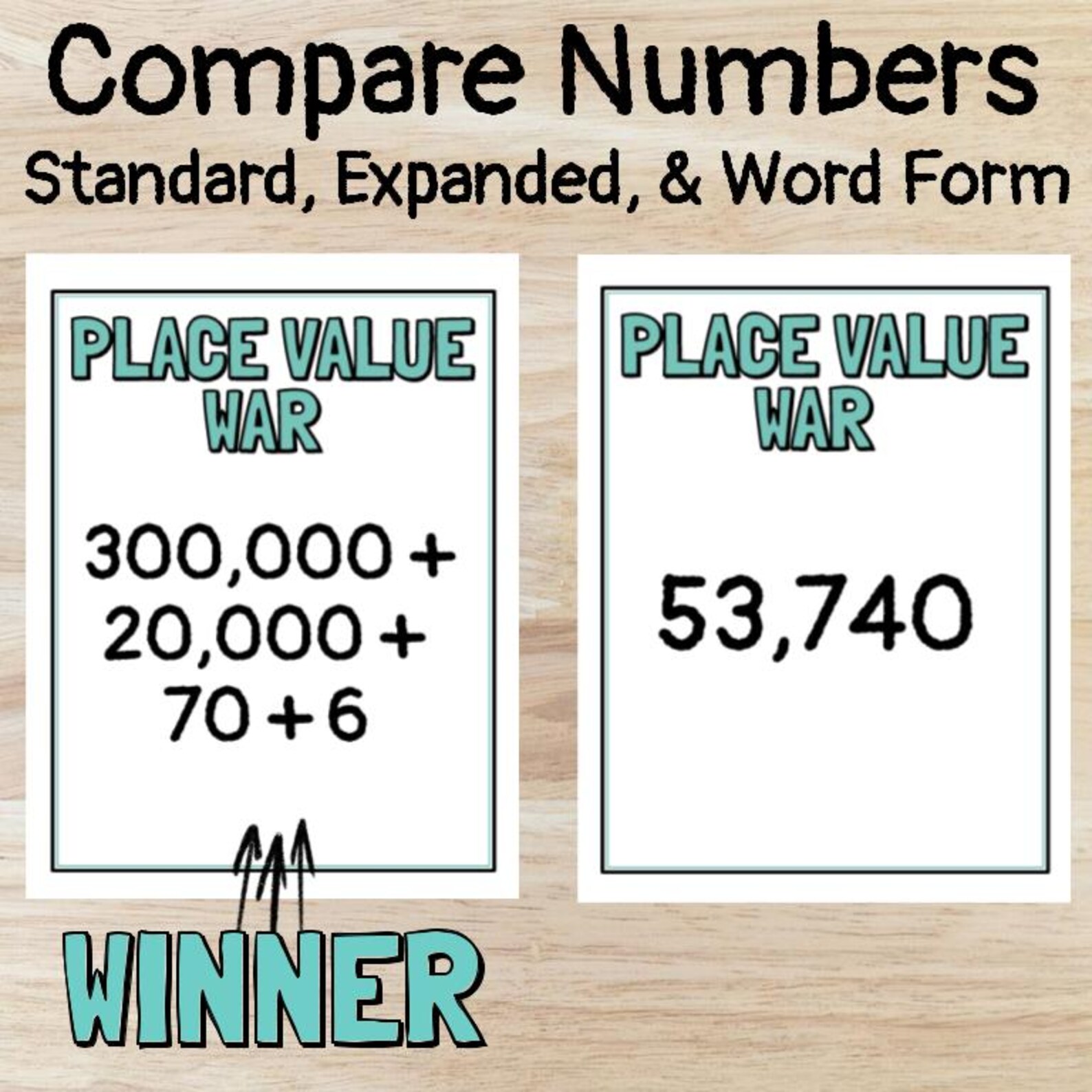 Place Value War Comparing Numbers in Standard, Expanded, and Word Form ...