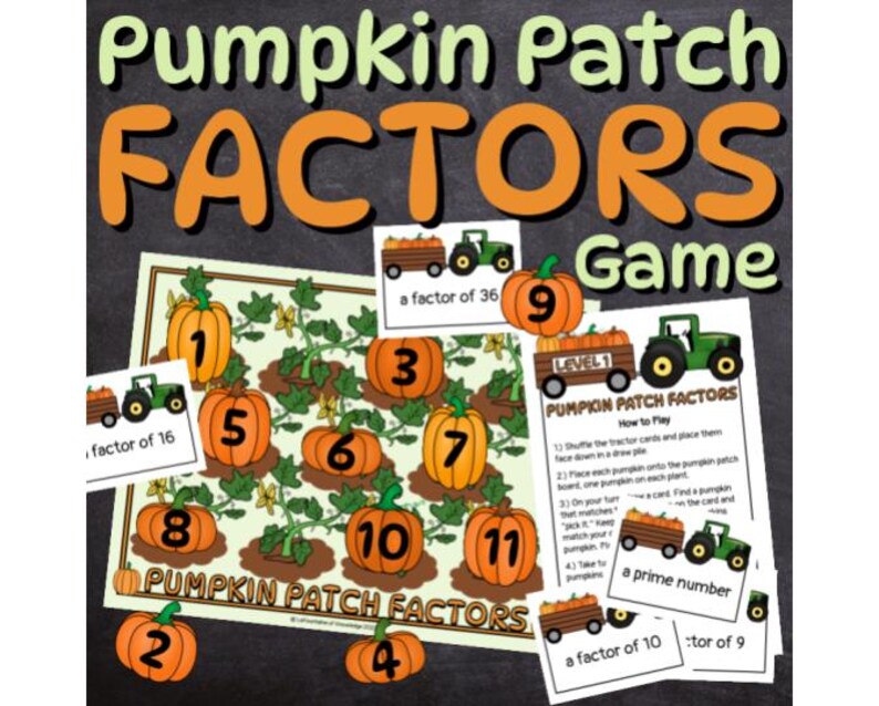 Factors Practice Math Game for Fall and Halloween PUMPKIN PATCH FACTORS ...