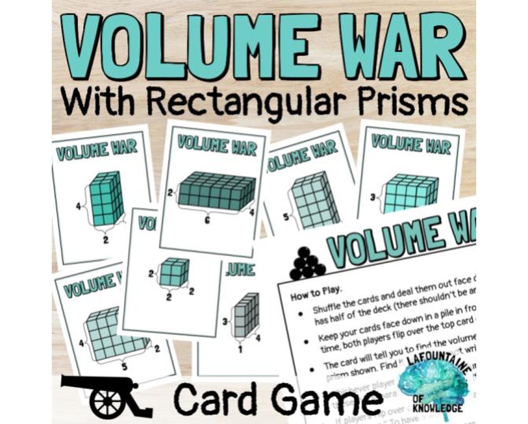 Volume War Math Card Game to Practice Measuring Volume of Rectangular ...