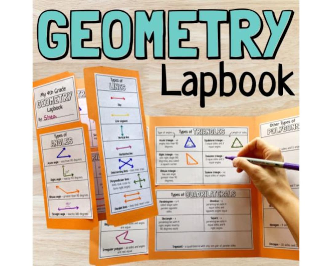 4th Grade Geometry Lapbook Notes Study Guide Lines, Angles, and Shapes ...