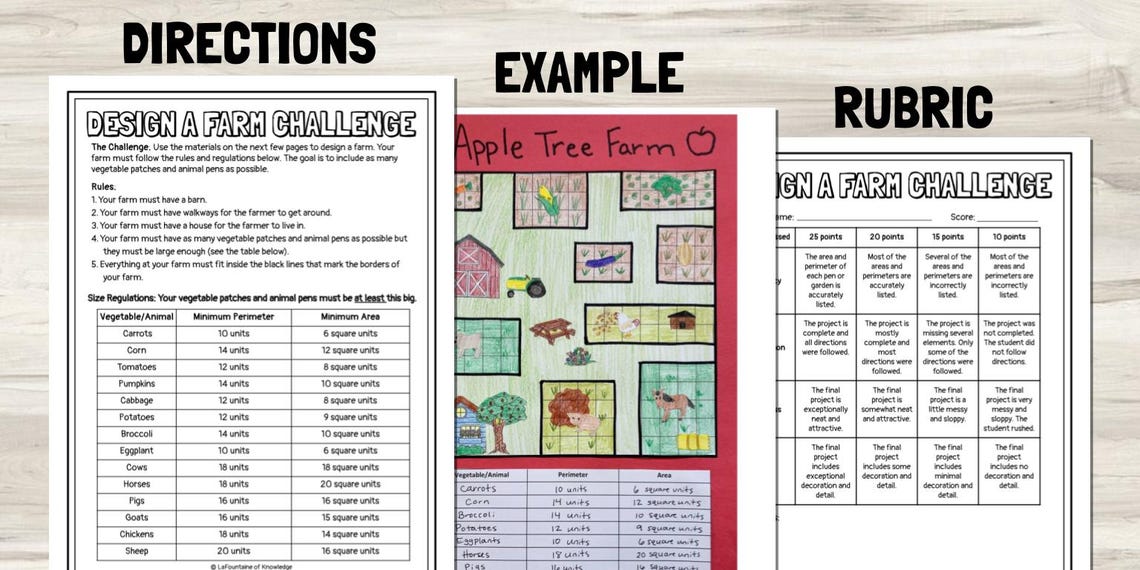 Area and Perimeter Design a Farm Challenge Math Project Based Learning ...