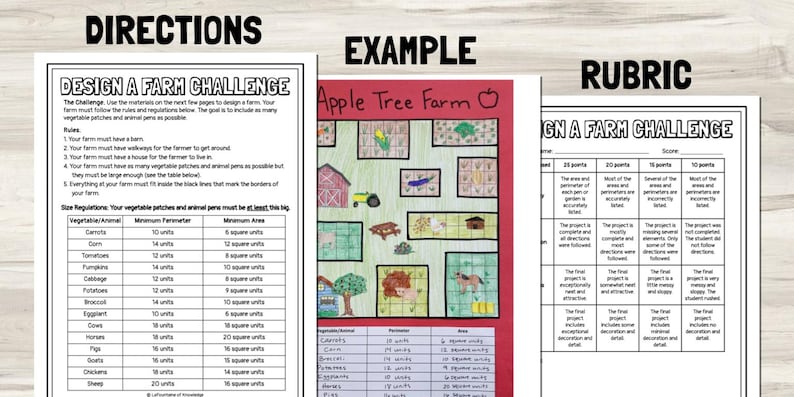 Area and Perimeter Design a Farm Challenge Math Project Based Learning ...