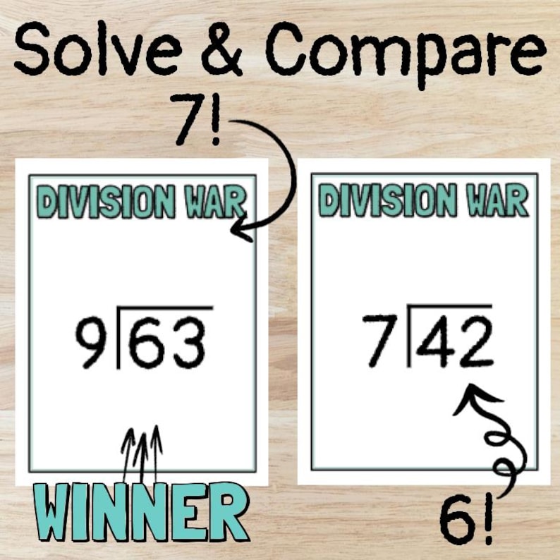 Division War Math Card Game to Practice Basic Division Fact Recall - Etsy