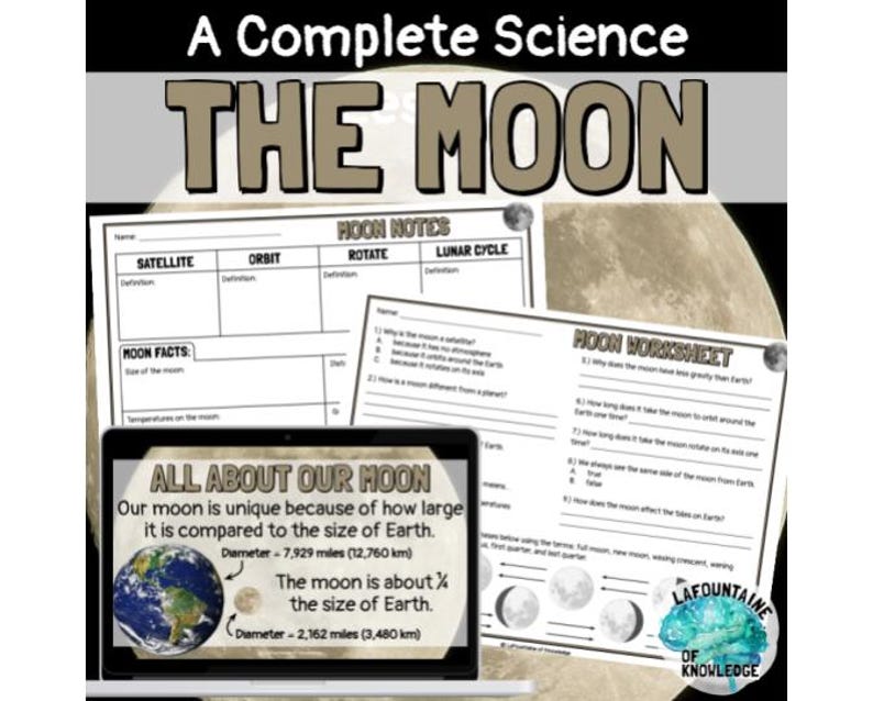 The Moon and Lunar Cycle Google Slides Lesson, Notes, Worksheet - Etsy