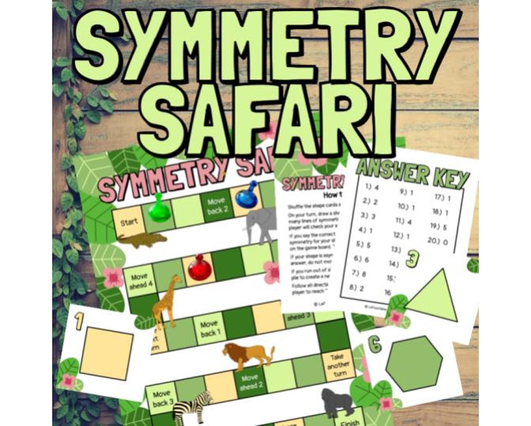 Symmetry Safari Geometry Board Game Practice Finding Lines of Symmetry ...