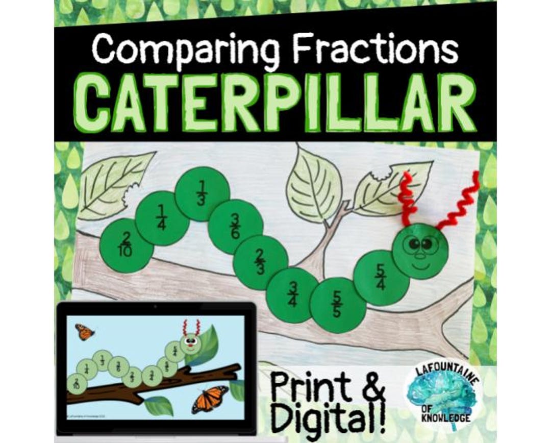 Fraction Caterpillar Comparing and Ordering Fractions Craft - Etsy