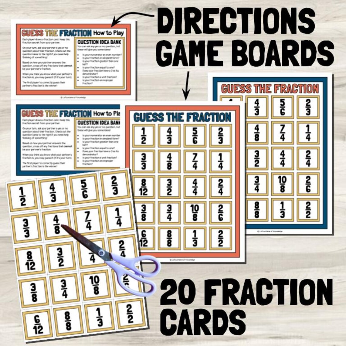 Guess the Fraction Math Practice Board Game for Understanding Fractions ...