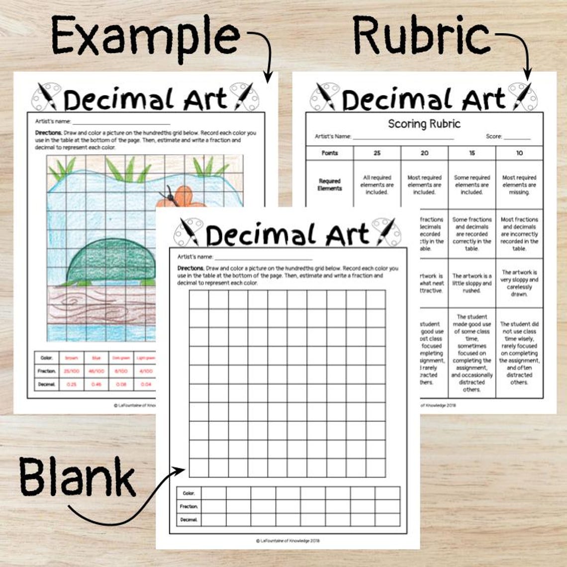 Decimal Art Estimating Fractions and Decimals to Hundredths Practice ...