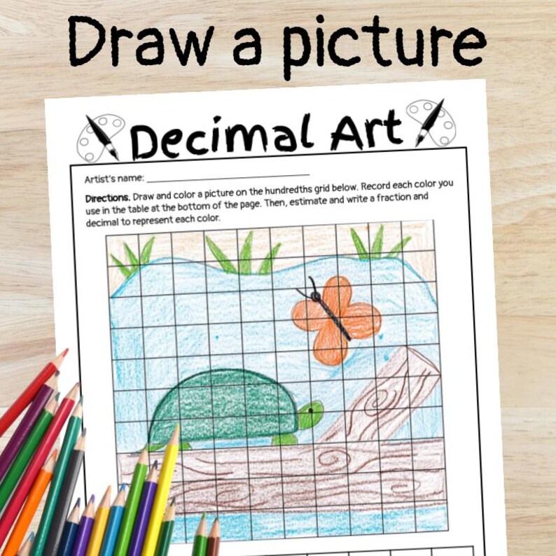 Decimal Art Estimating Fractions and Decimals to Hundredths Practice ...