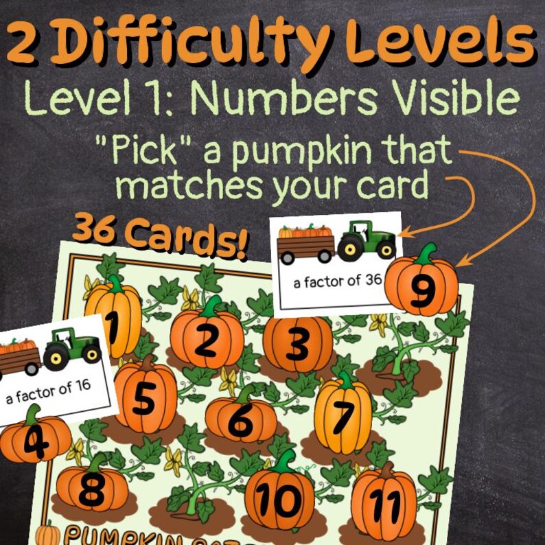 Factors Practice Math Game for Fall and Halloween PUMPKIN PATCH FACTORS ...