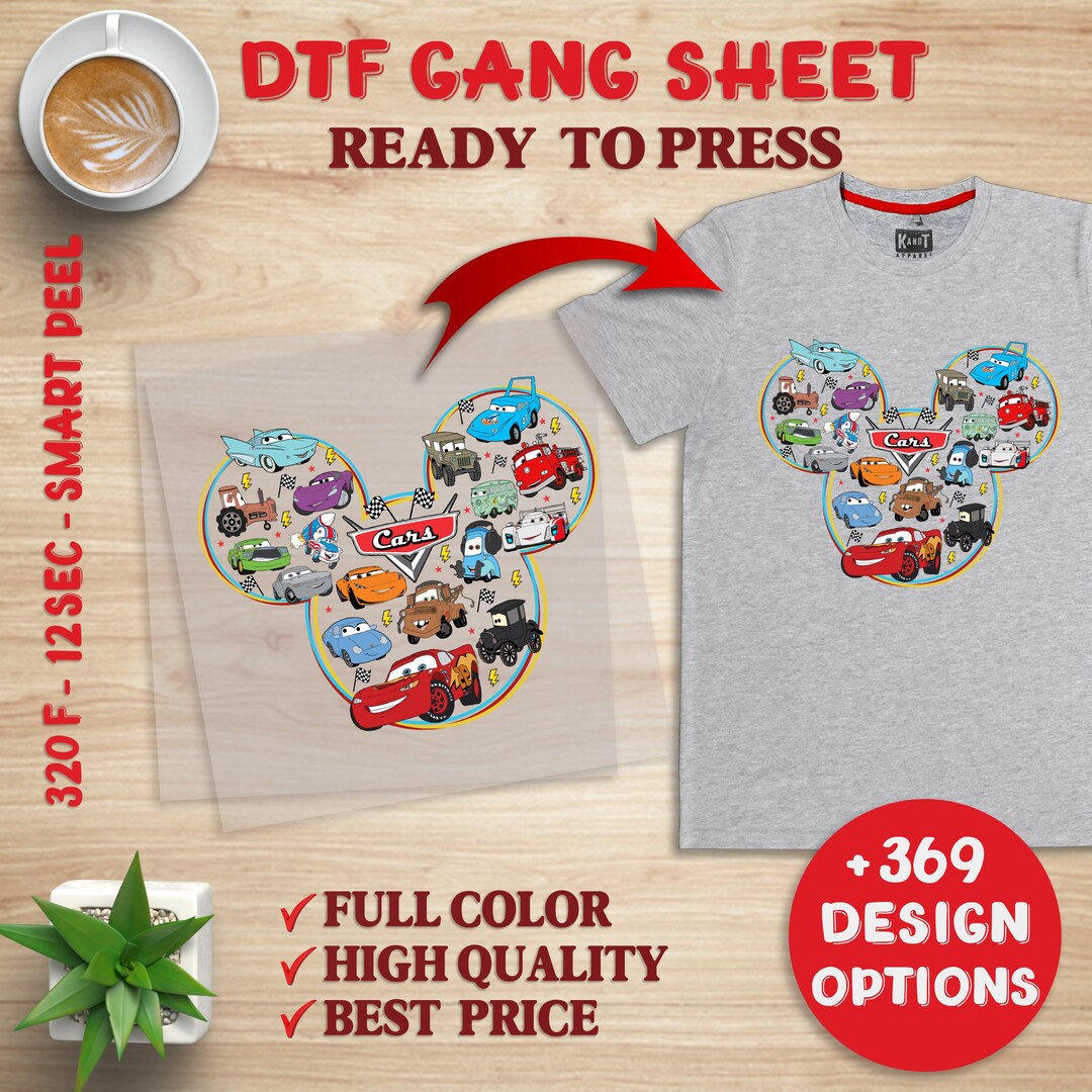 Disney Cars DTF, Heat Press DTF, Cars Pit Crew Ready to Press, Disney ...