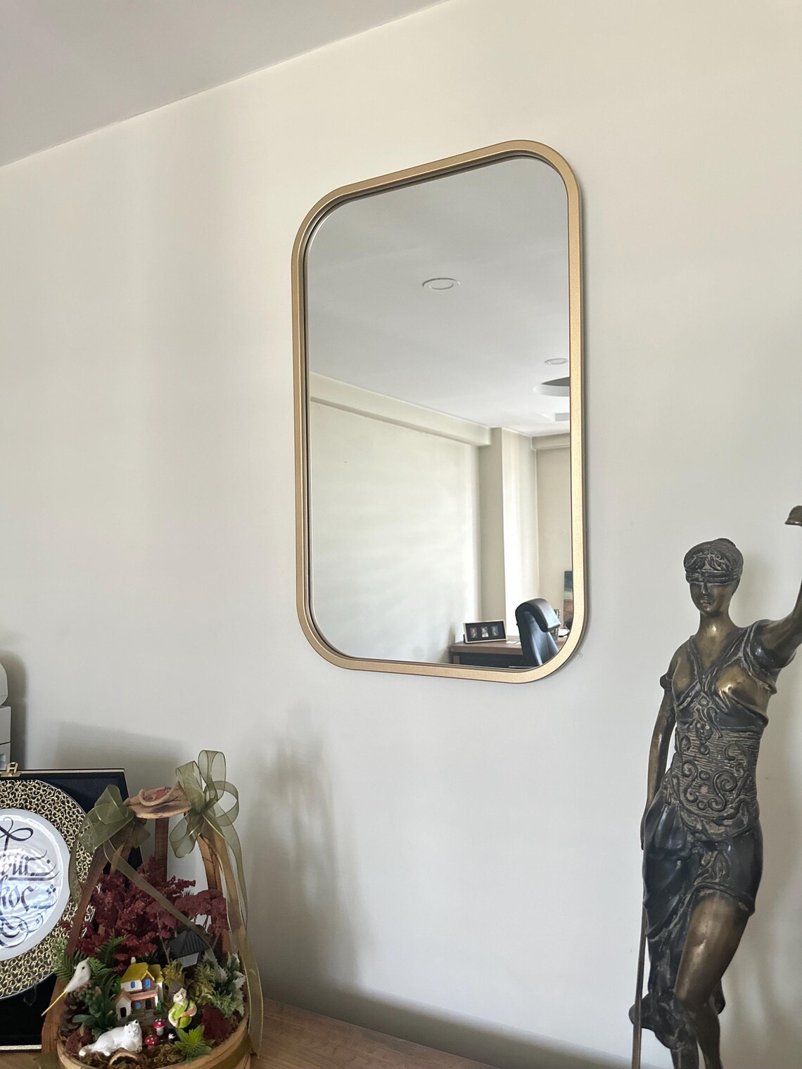 Gold Rectangle Mirror: Modern Farmhouse Bathroom Vanity Wall Decor Home ...