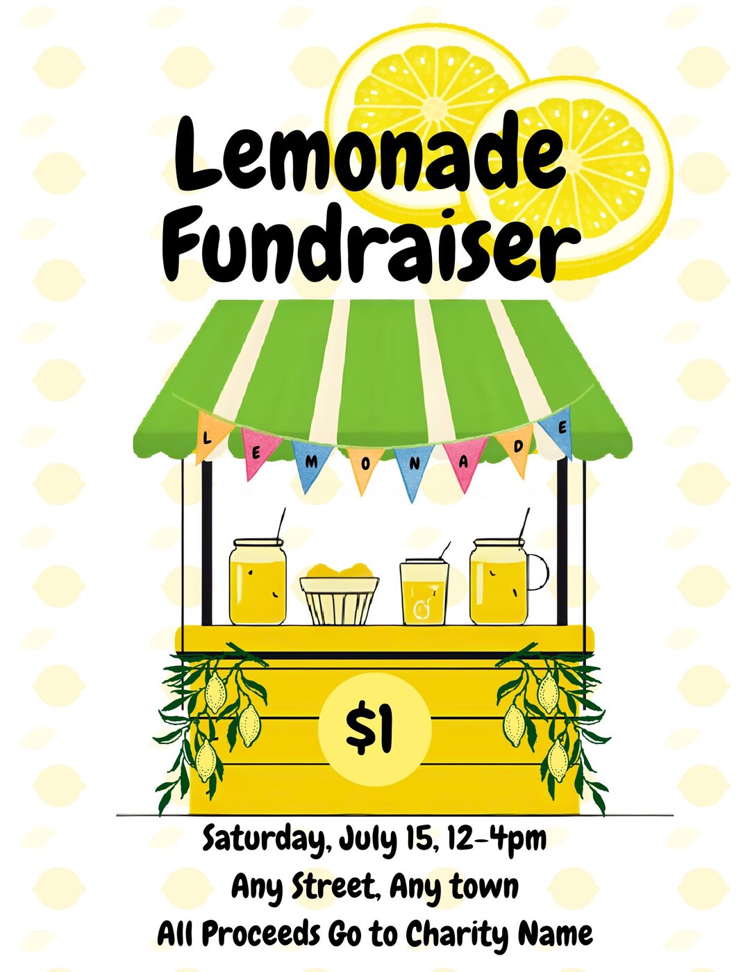 Printable Lemonade Fundraiser Flyer, Canva Free Template, Instant ...
