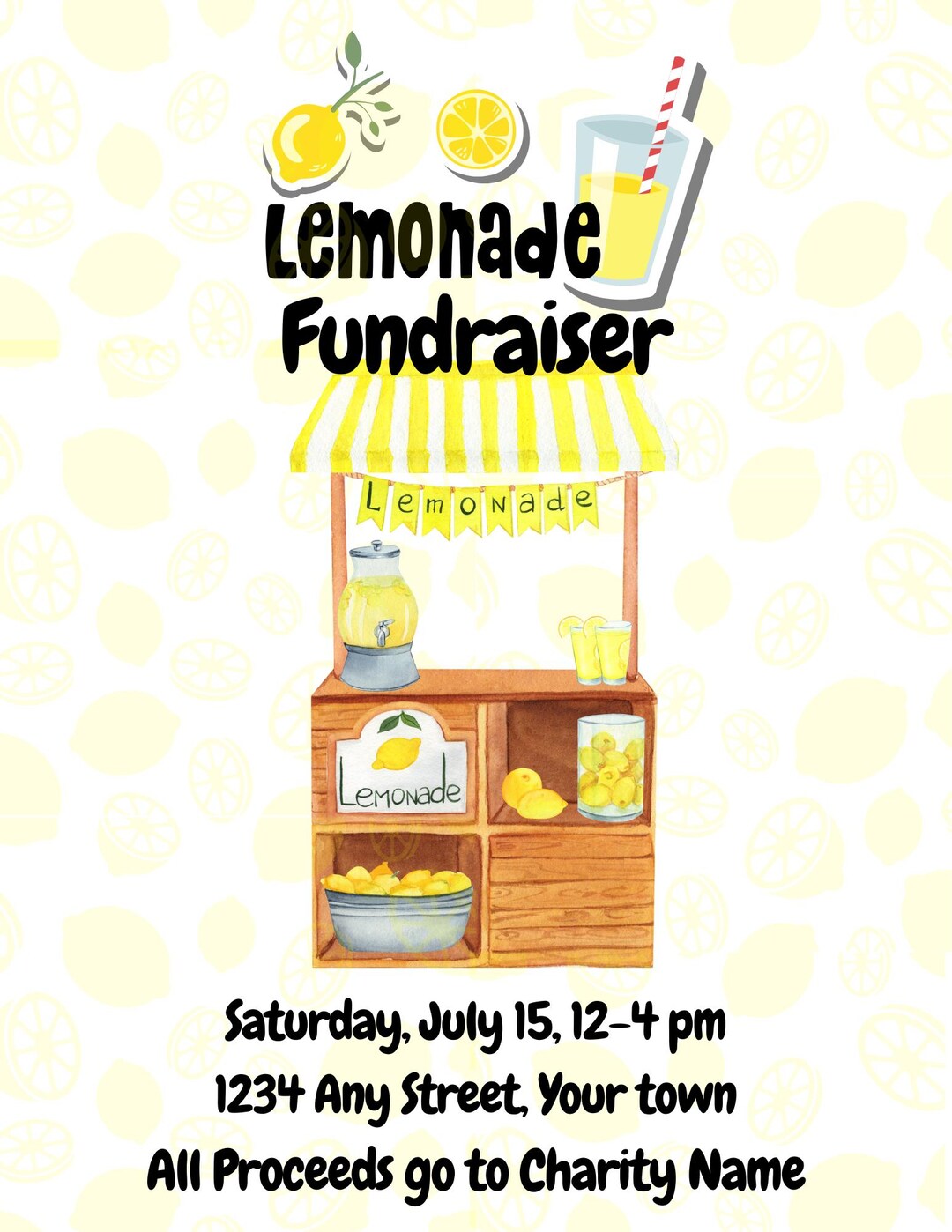 Printable Lemonade Stand Flyer, Canva Pro Template, Instant Download ...