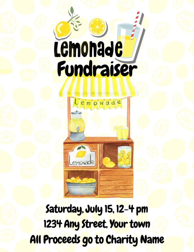 Printable Lemonade Stand Flyer, Canva Pro Template, Instant Download ...
