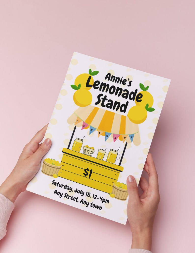 Printable Lemonade Stand Flyer, Canva Free Template, Instant Download ...