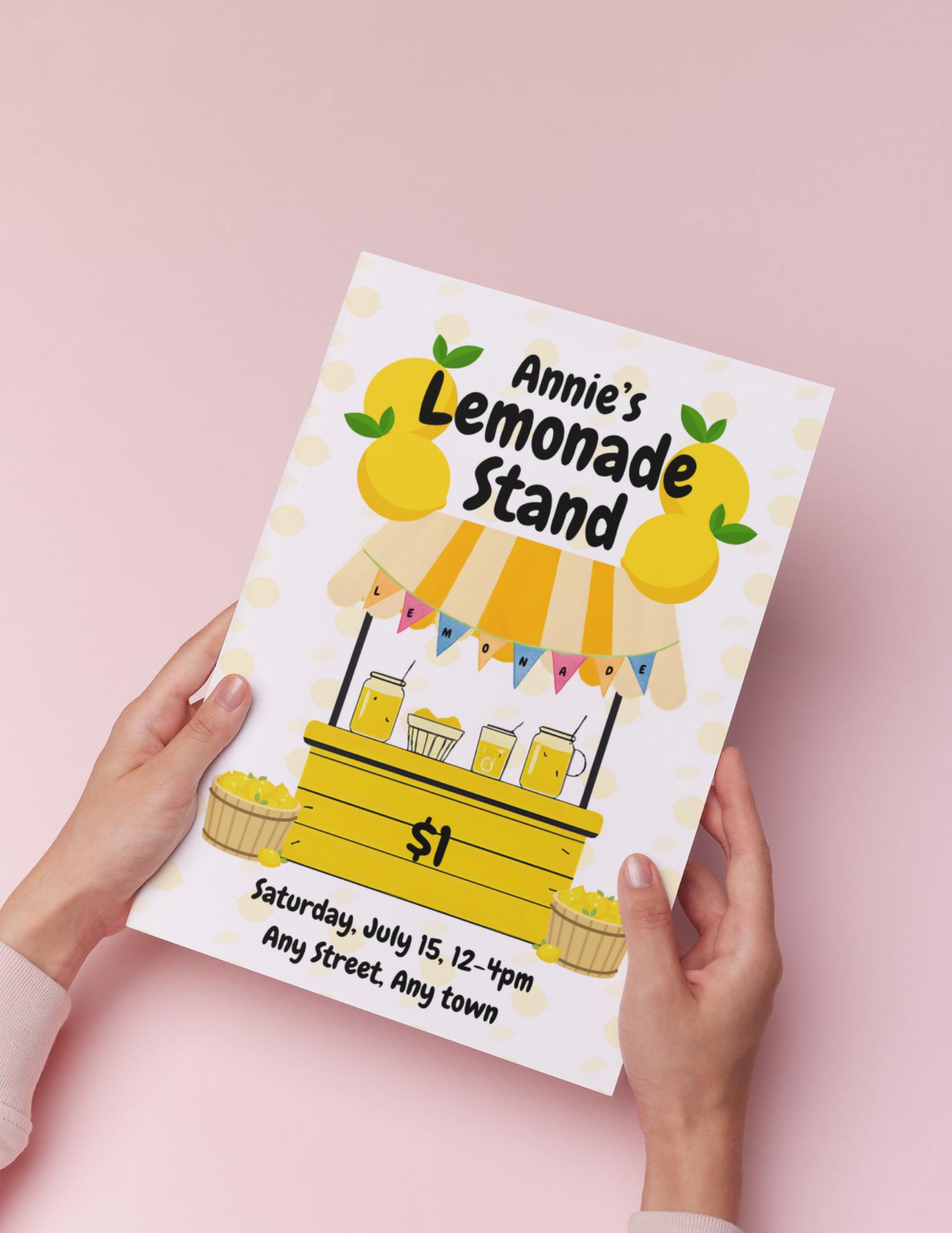 Printable Lemonade Stand Flyer, Canva Free Template, Instant Download ...