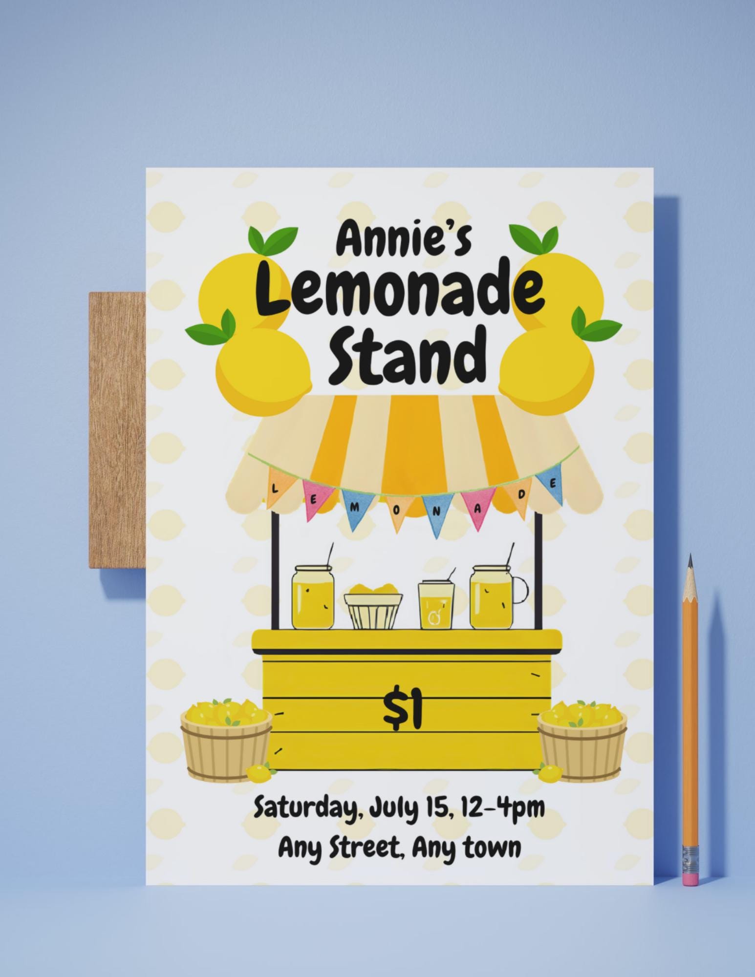 Printable Lemonade Stand Flyer, Canva Free Template, Instant Download ...