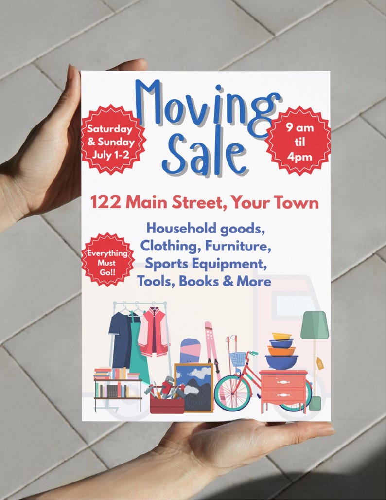 Moving Sale Flyer, Instant Download, Canva Template Edit, Print, Sell ...