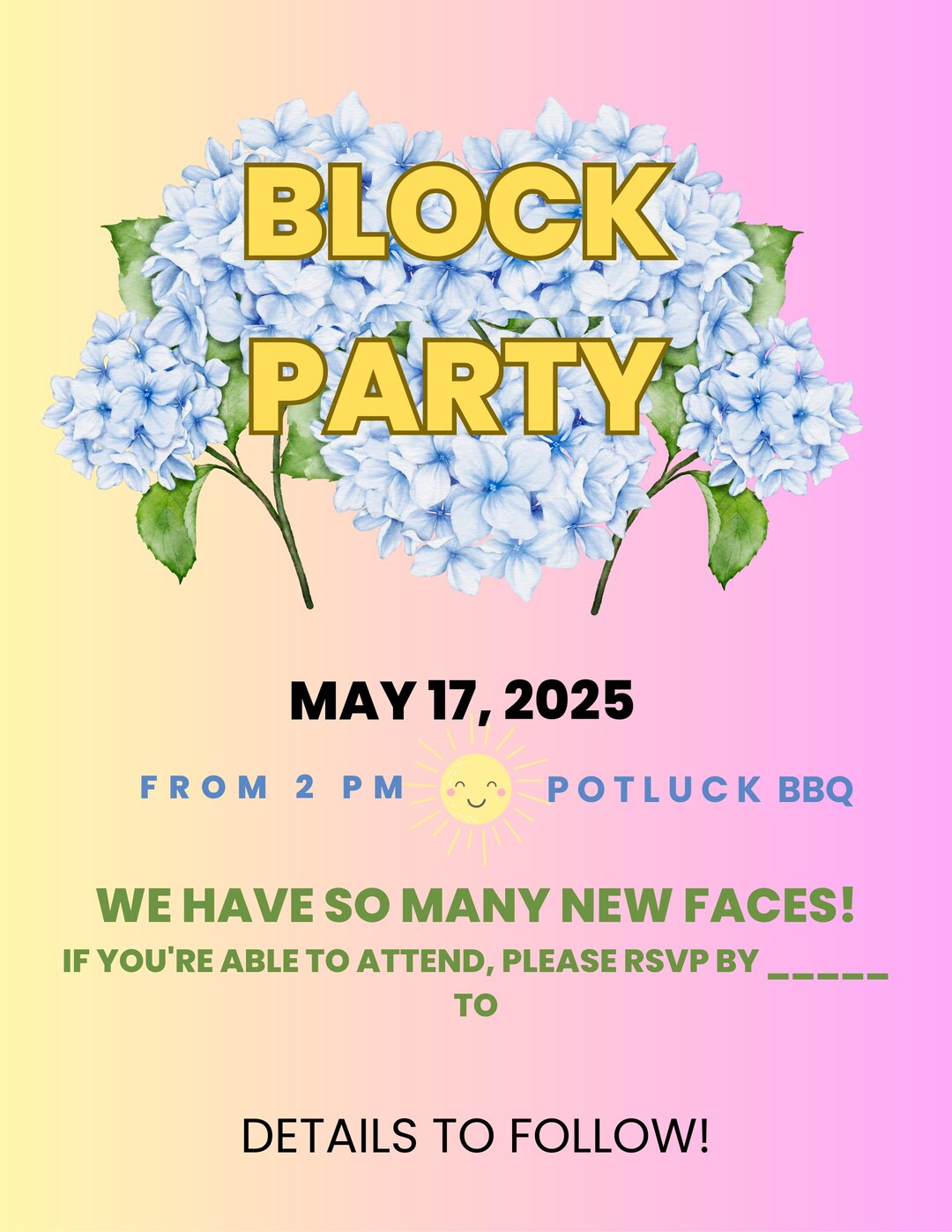 Spring Block Party Flyer - Etsy