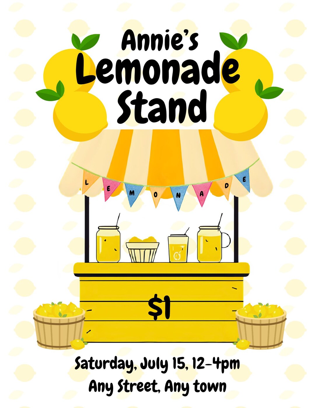 Printable Lemonade Stand Flyer, Canva Free Template, Instant Download ...