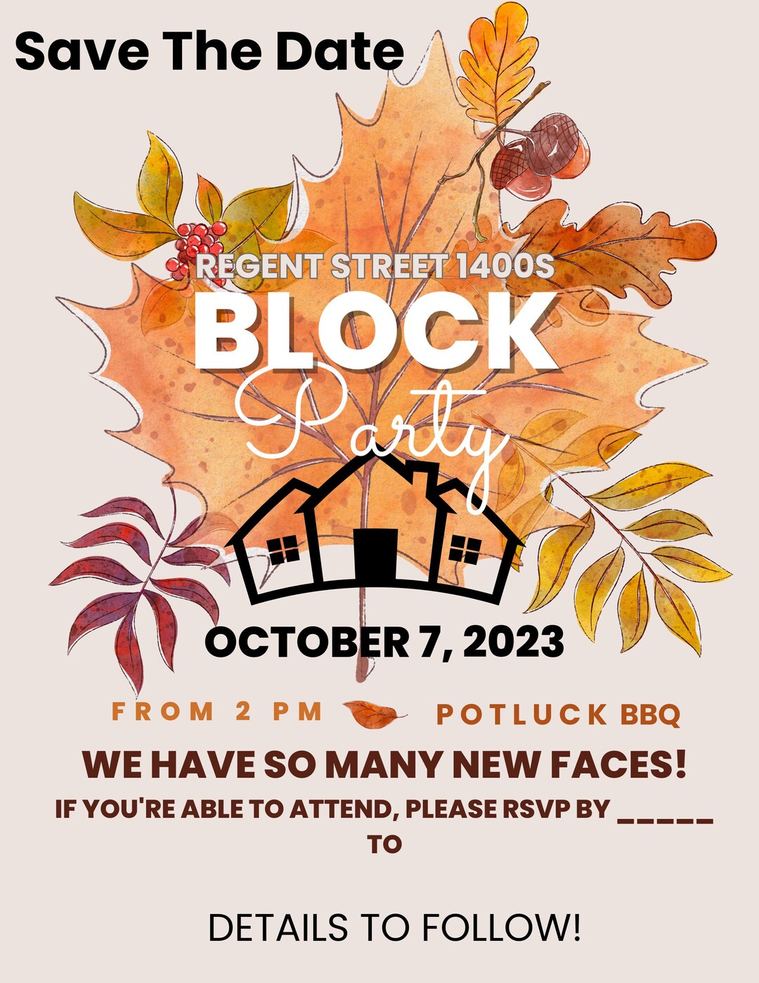 Fall Block Party Flyer Invitation Editable for Your Event - Etsy