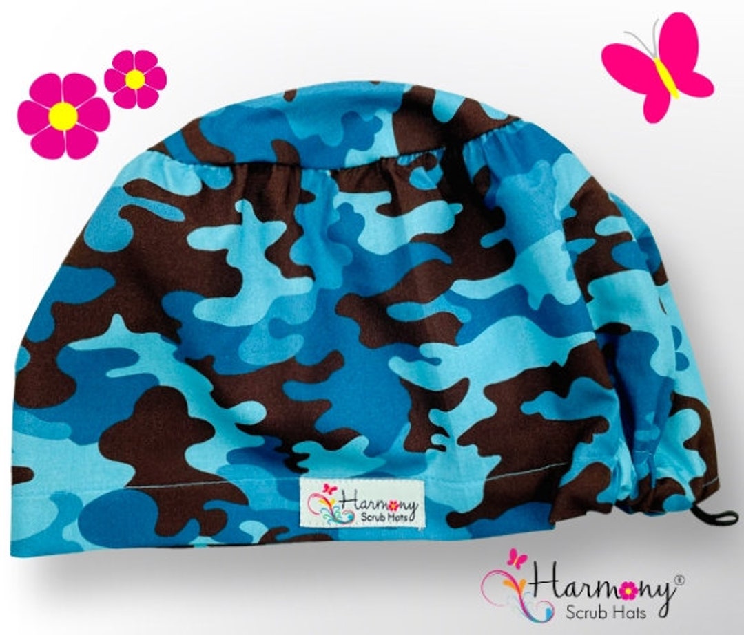 Cute Womens Scrub Cap Blue Camo EURO® by Harmony Scrub Hats. OR Hats ...