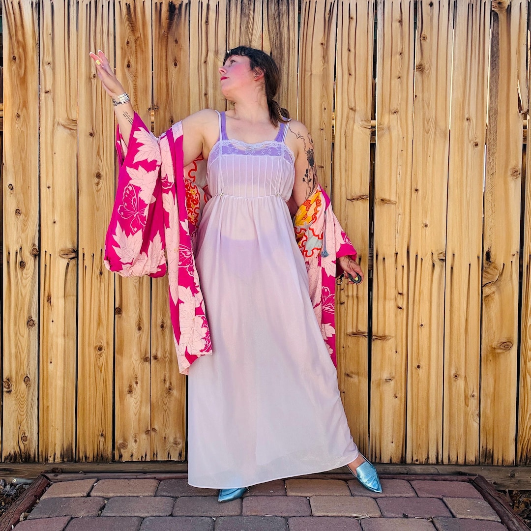 70s Undercover Wear Vintage Lilac Purple Empire Waist Sheer Negligee Nightgown | Size M/L - Etsy