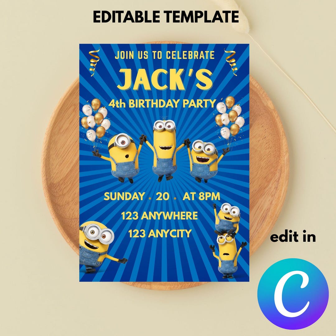 Editable Minions Birthday Invitation Template / Minions Birthday Party ...