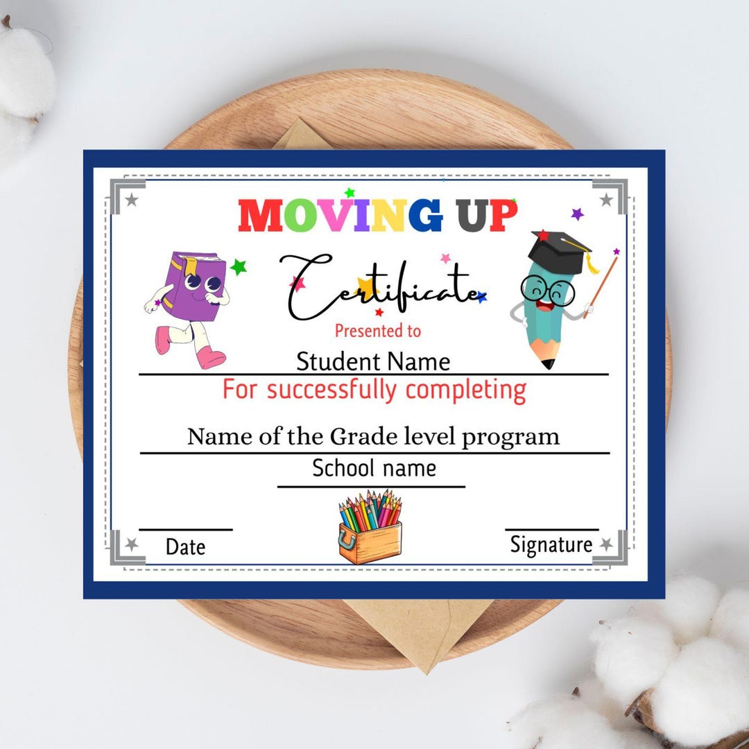 Editable Preschool Moving up Certificate / Prek Moving up Certificate /preschool Graduation ...